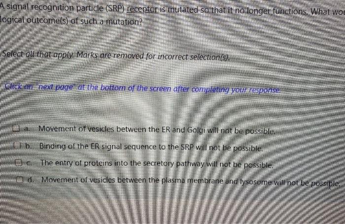 Solved A signal recognition particle (SRP) receptor is | Chegg.com