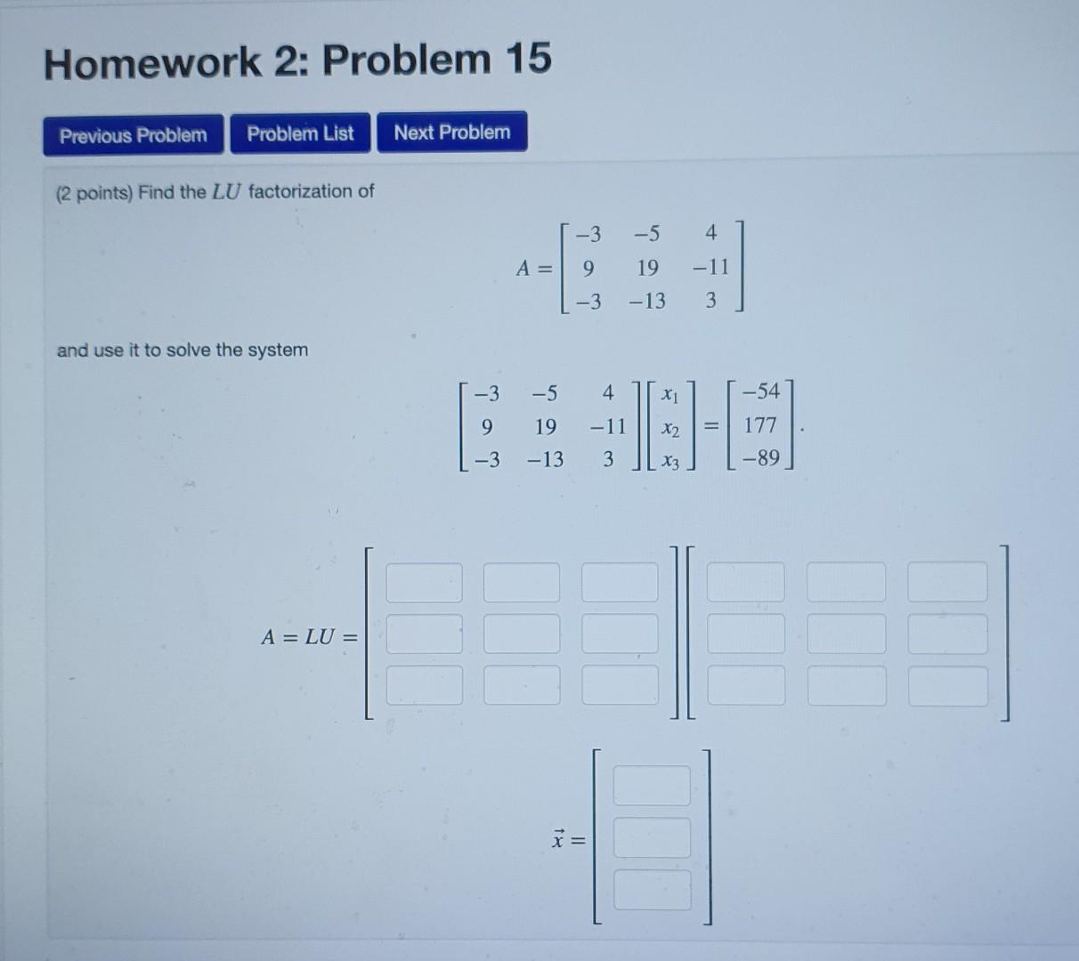Solved Homework 2 Problem 15 Previous Problem Problem List 0940