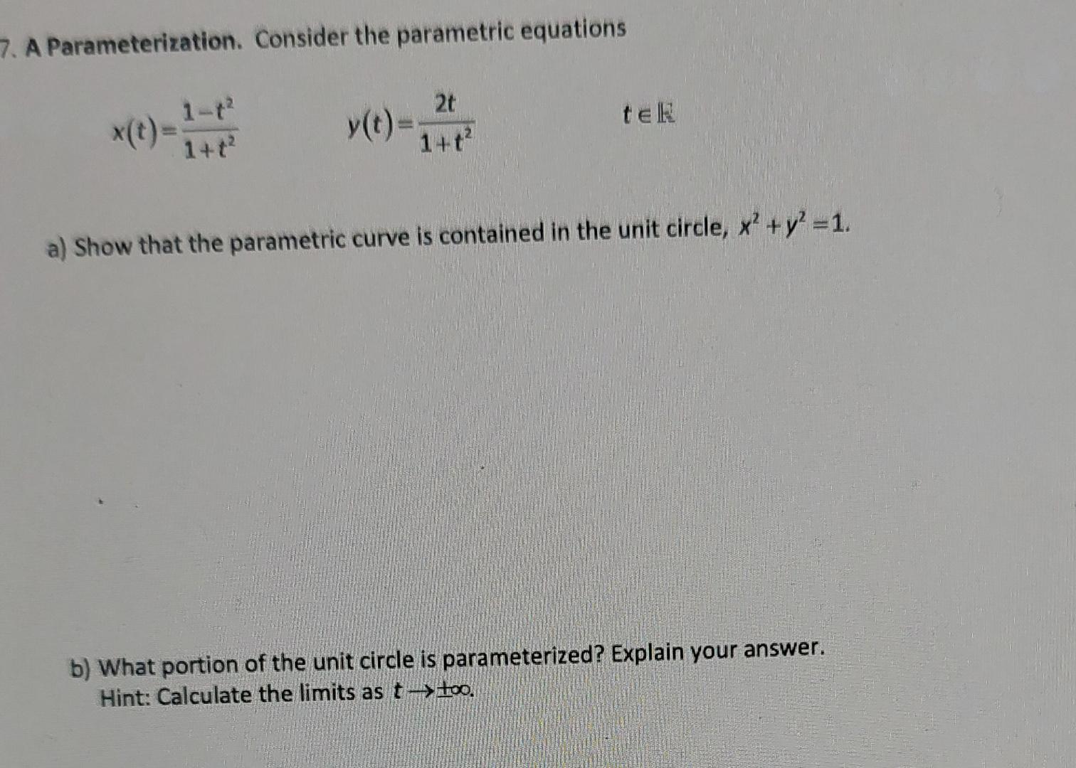 Solved A Parameterization. Consider the parametric | Chegg.com Solved A Parameterization. Consider the parametric | Chegg.com