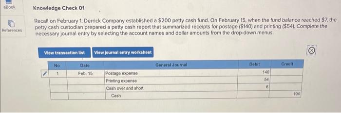 Solved Recall on February 1, Derrick Company established a | Chegg.com