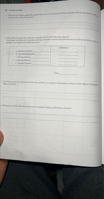 Solved Starry Night Student Exercise-Answer Sheet: Sunrise | Chegg.com