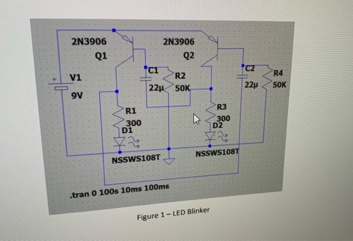 Solved 2N3906 Q1 2N3906 Q2 C1 *C2 V1 R2 224 50K R4 50K 22 9V | Chegg.com