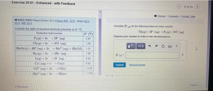 Solved MISSED THIS? Reud Section 20.4 (eagen P05- P13). | Chegg.com