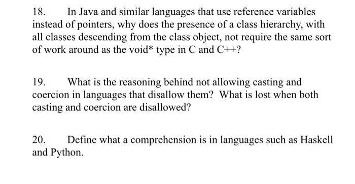 Solved 18. In Java and similar languages that use reference | Chegg.com