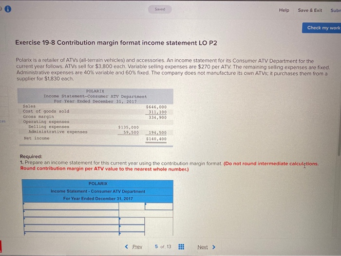 Solved Saved Help Save & Exit Sub Check my work Exercise | Chegg.com