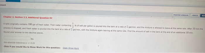 Solved ament PRINTER VERSION BACK NE Chapter 2, Section 2.3, | Chegg.com