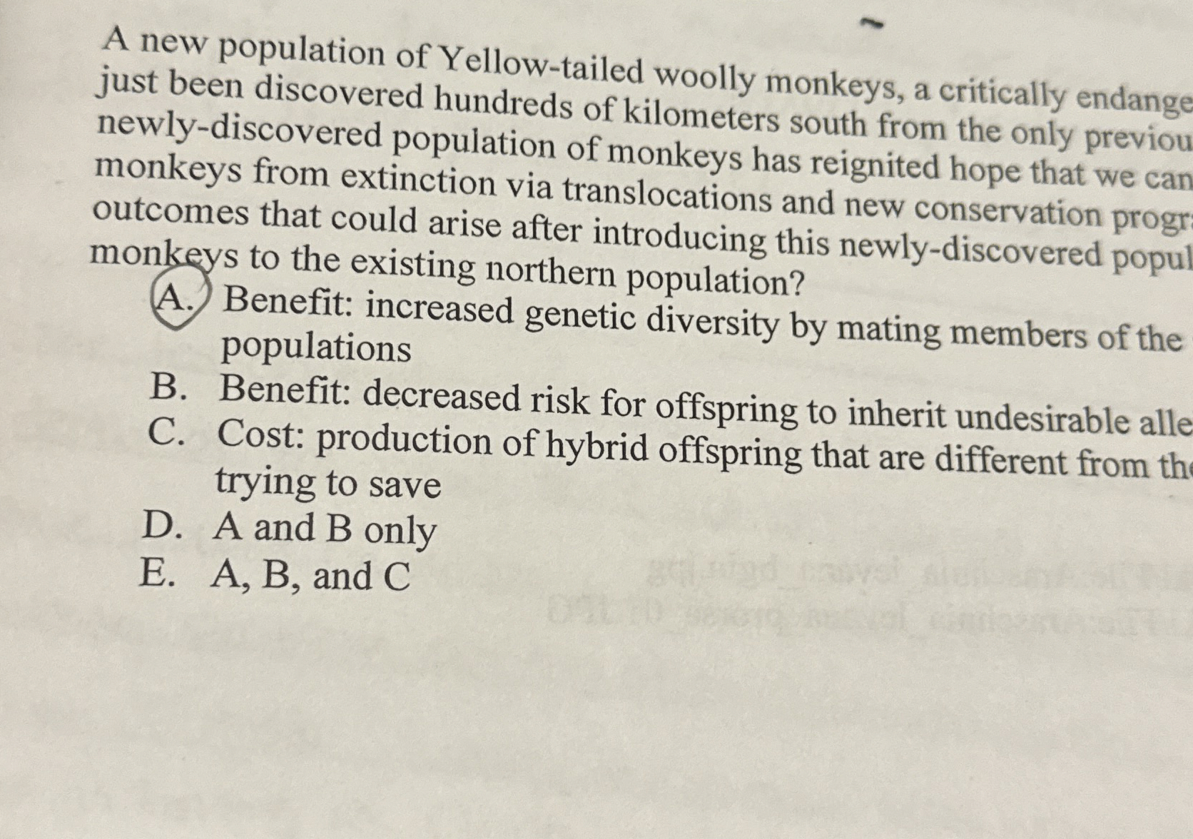Solved Speciation occurs when there is:(A. ﻿Lack of gone | Chegg.com