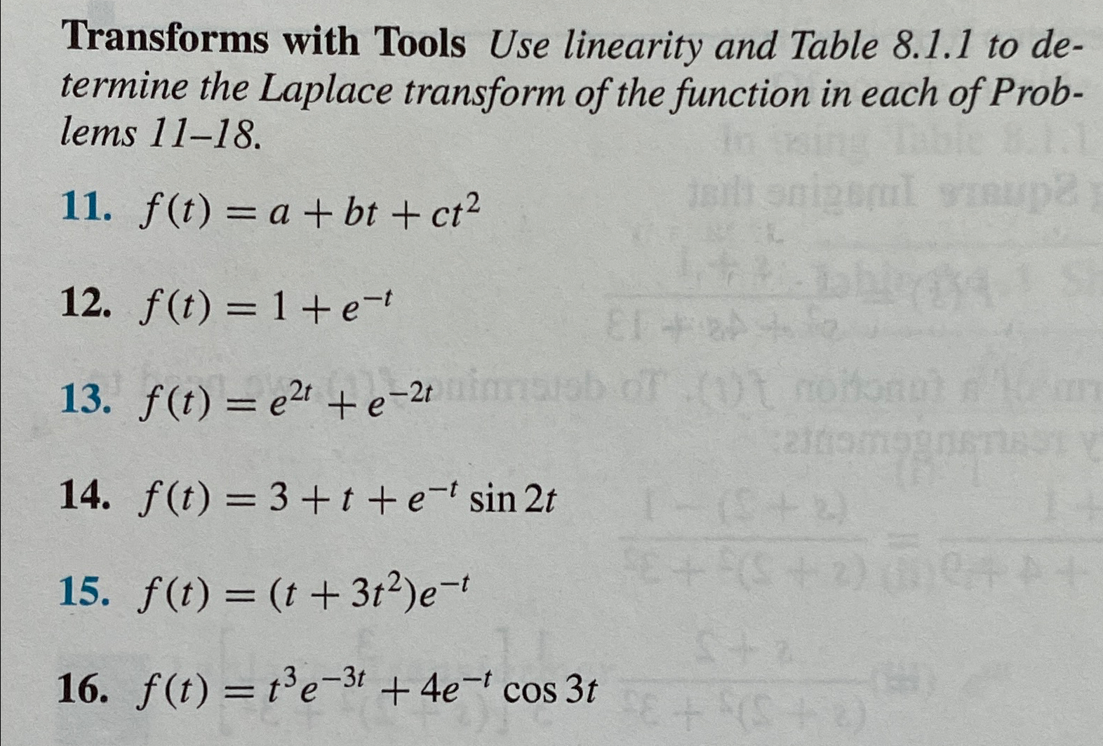 Transforms with Tools Use linearity and Table 8.1.1 | Chegg.com