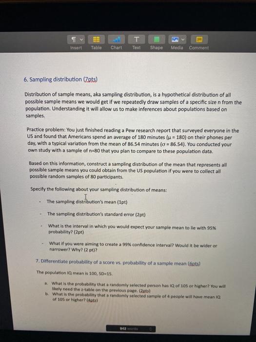Solved T Text Insert Table Chart Shape Media Comment 6. | Chegg.com