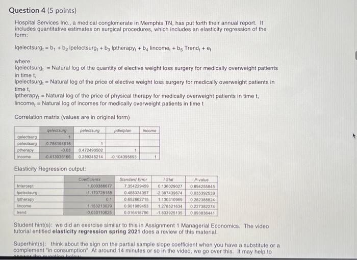 Solved Hospital Services Inc., a medical conglomerate in | Chegg.com