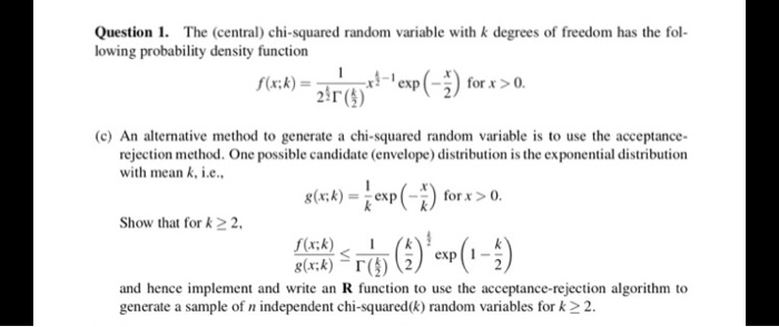 Question 1. The (central) chi-squared random variable | Chegg.com