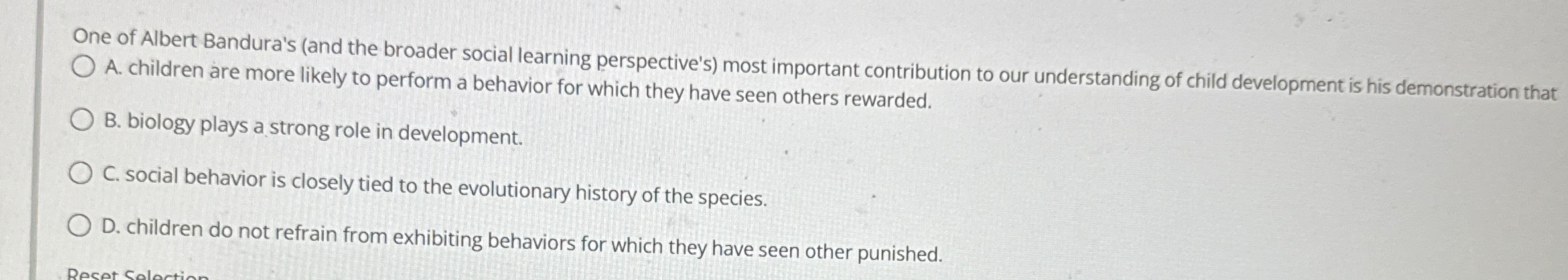 Solved One of Albert Bandura's (and the broader social | Chegg.com