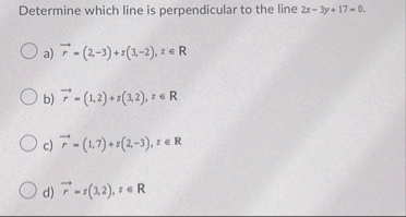 Solved Determine which line is perpendicular to the line | Chegg.com