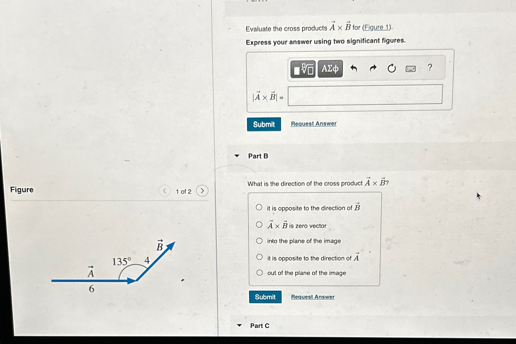 Solved Evaluate the cross products vec(A)×vec(B) ﻿for | Chegg.com