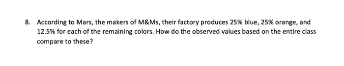 Solved 1. Suppose you open a bag of M&Ms and count the | Chegg.com