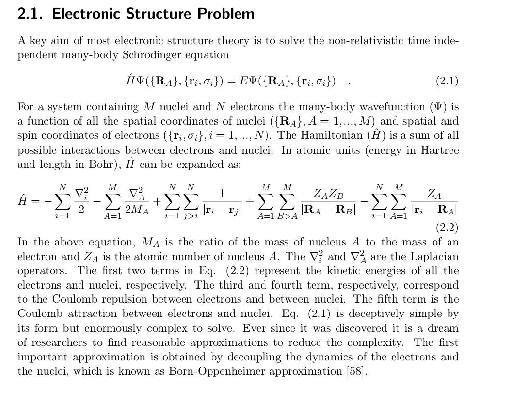 Solved A key aim of most electronic structure theory is to | Chegg.com