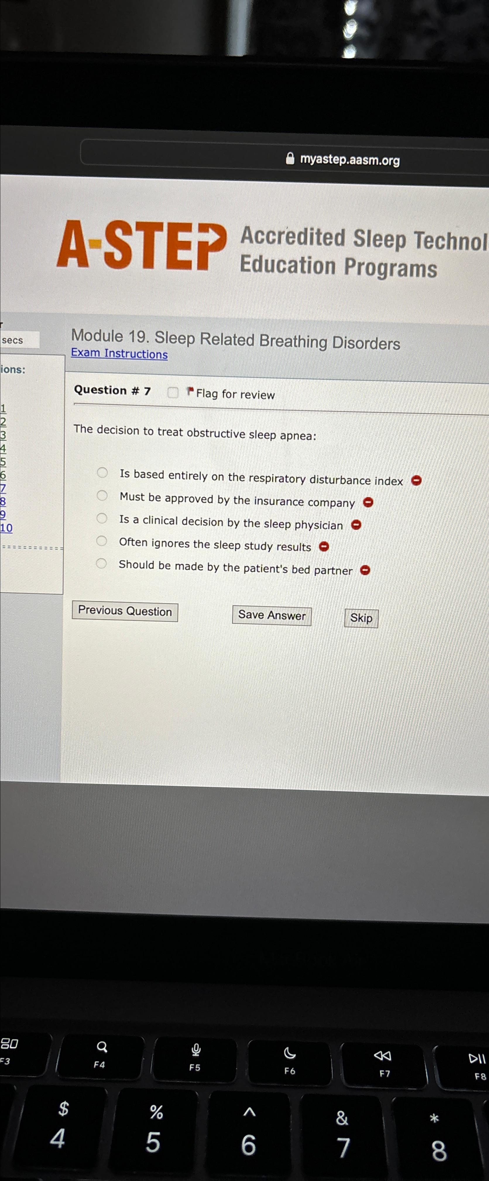 Solved myastep.aasm.orgA=87Accredited Sleep Technol | Chegg.com