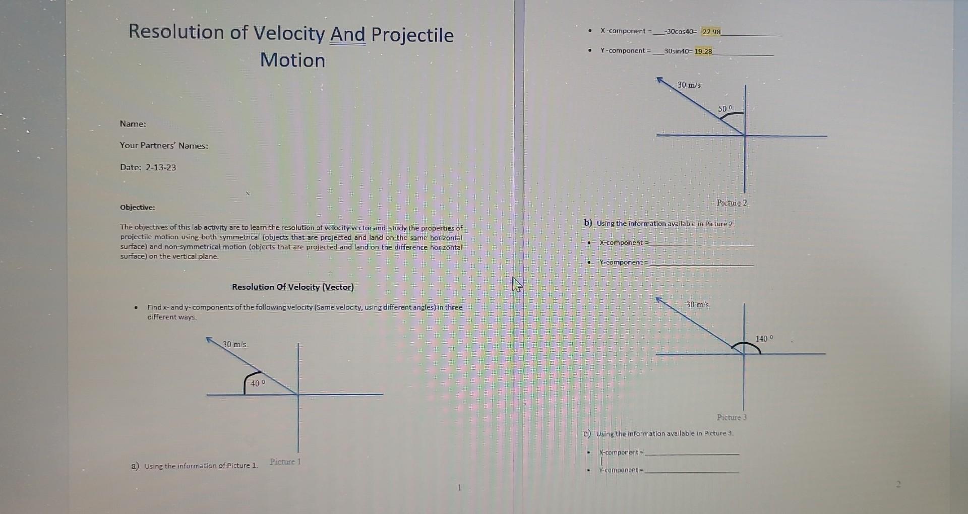 Solved Resolution of Velocity And Projectile - X-component | Chegg.com