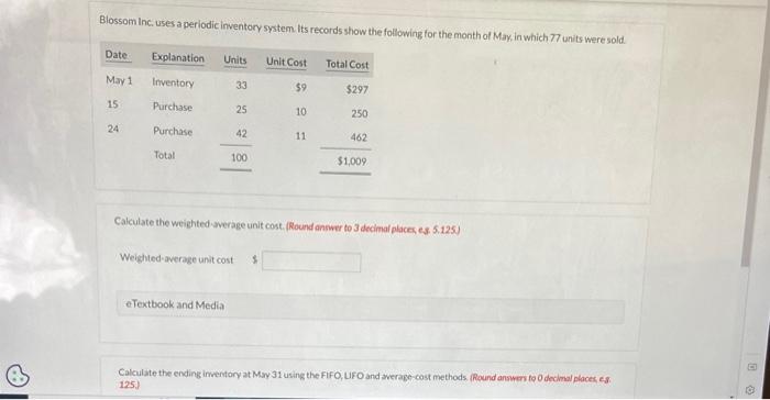Solved Blossom Inc. uses a periodic inventory system its | Chegg.com
