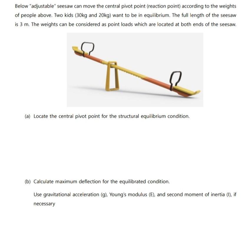 Solved Below "adjustable" seesaw can move the central pivot | Chegg.com