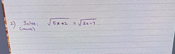 Solved 5x+2=2x−7 | Chegg.com