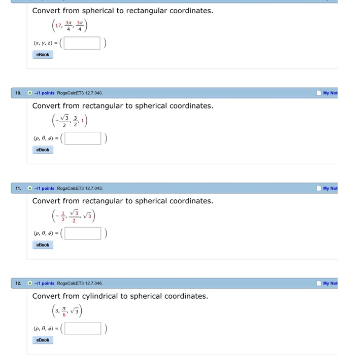 Solved Convert from spherical to rectangular coordinates. | Chegg.com
