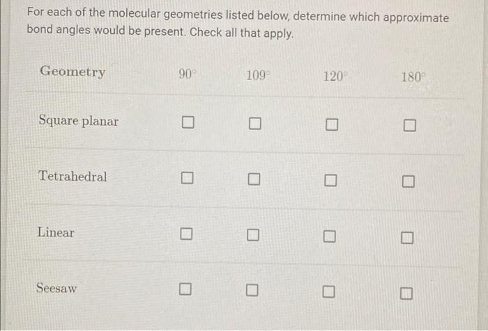Solved A molecule with a square planar molecular geometry | Chegg.com