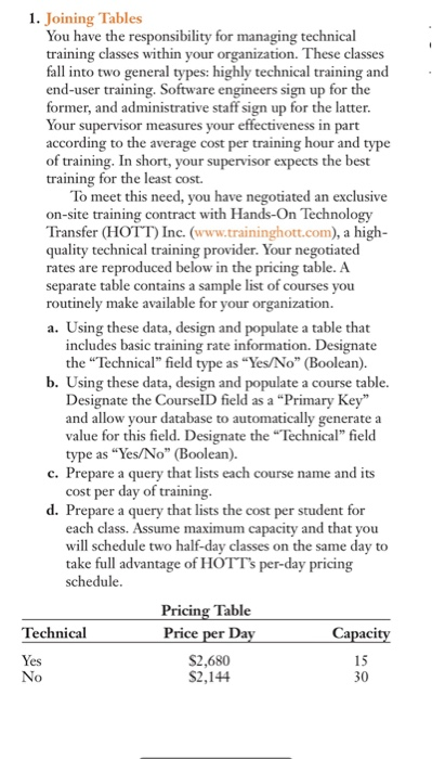 1. Joining Tables You have the responsibility for | Chegg.com