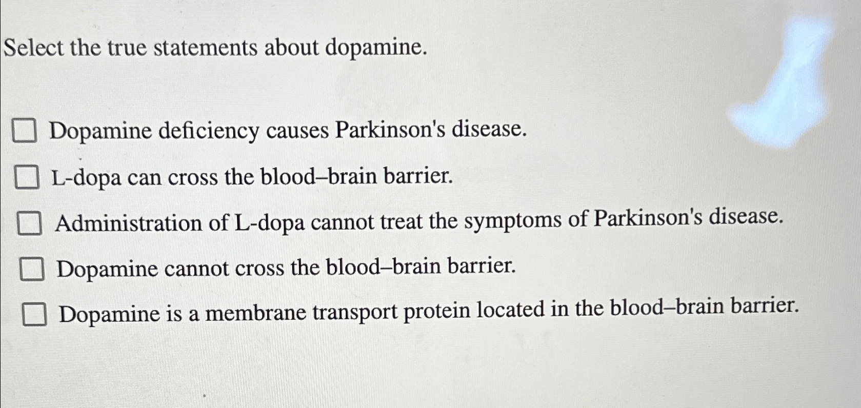 Solved Select the true statements about dopamine.Dopamine | Chegg.com