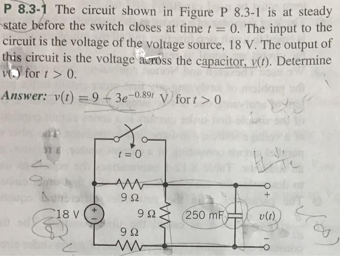 Solved P 8.3-1 The circuit shown in Figure P 8.3-1 is at | Chegg.com