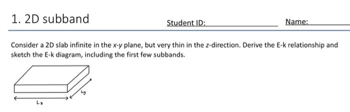 Solved Consider a 2D slab infinite in the x−y plane, but | Chegg.com