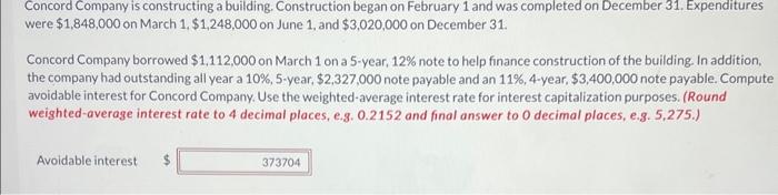 Solved Concord Company is constructing a building. | Chegg.com