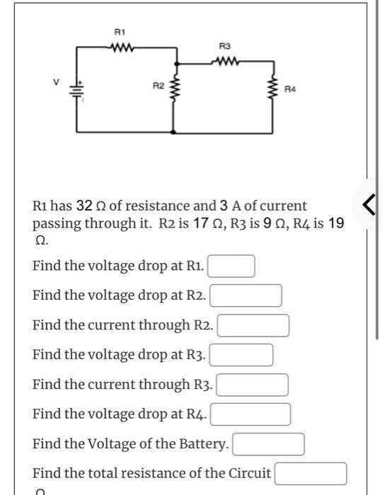 Solved R1 has 32Ω of resistance and 3 A of current passing | Chegg.com