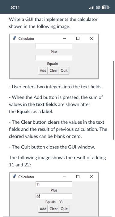 Solved - The Clear button clears the values in the text | Chegg.com