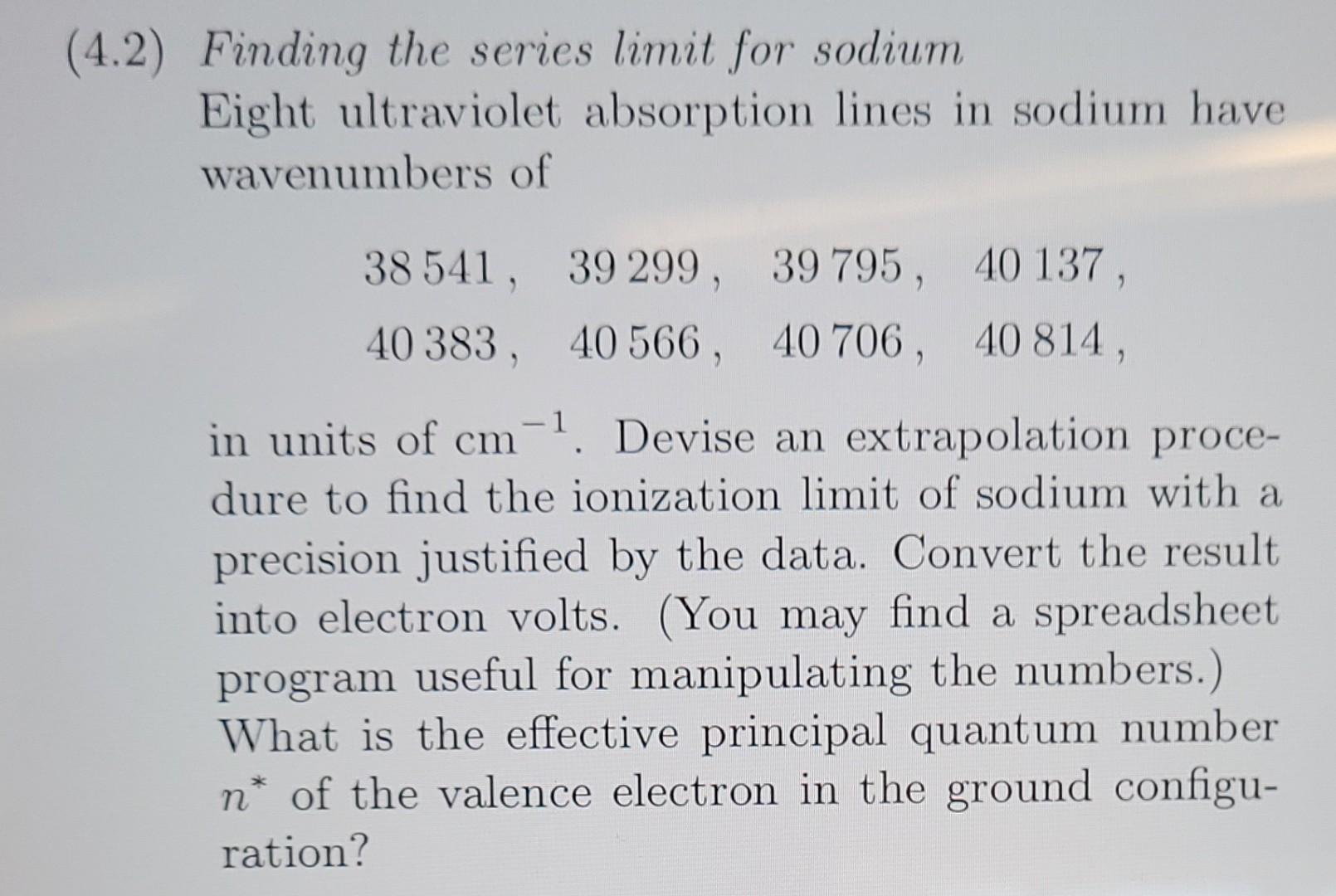 (4.2) Finding the series limit for sodium Eight | Chegg.com