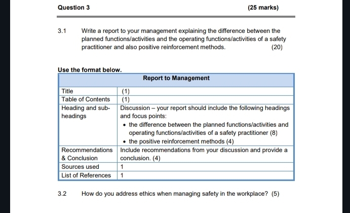Solved Question 3(25 ﻿marks)3.1 ﻿Write a report to your | Chegg.com