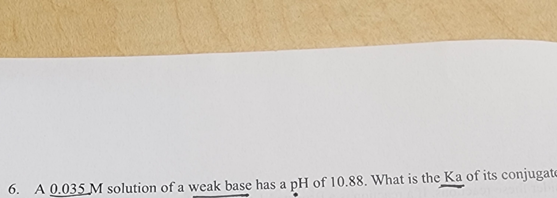 Solved A 0.035 ﻿M solution of a weak base has a pH of | Chegg.com