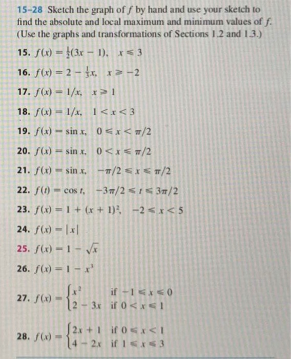 Solved 15-28 Sketch the graph of f by hand and use your | Chegg.com
