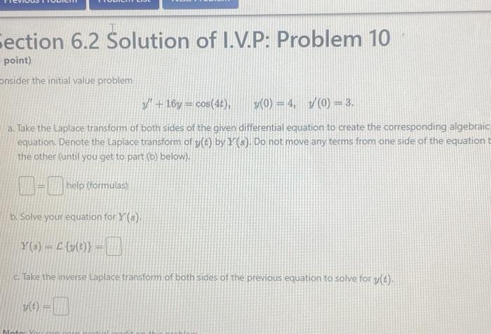 Solved ection 6.2 Solution of I.V.P: Problem 10 point) | Chegg.com