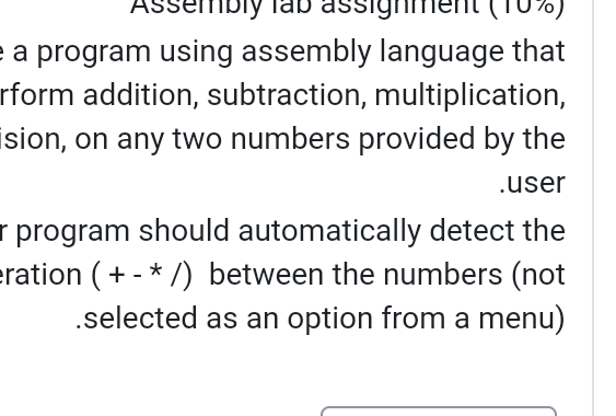 Solved a program using assembly language that rform | Chegg.com