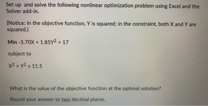 Solved Set up and solve the following nonlinear optimization | Chegg.com