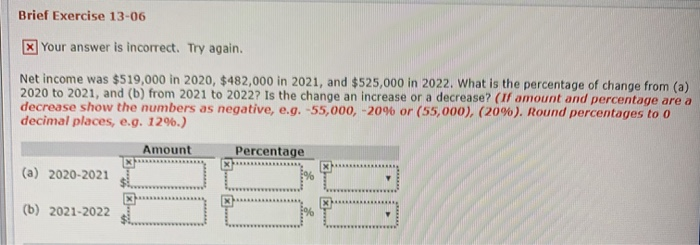 Solved Brief Exercise 13-06 x Your answer is incorrect. Try | Chegg.com