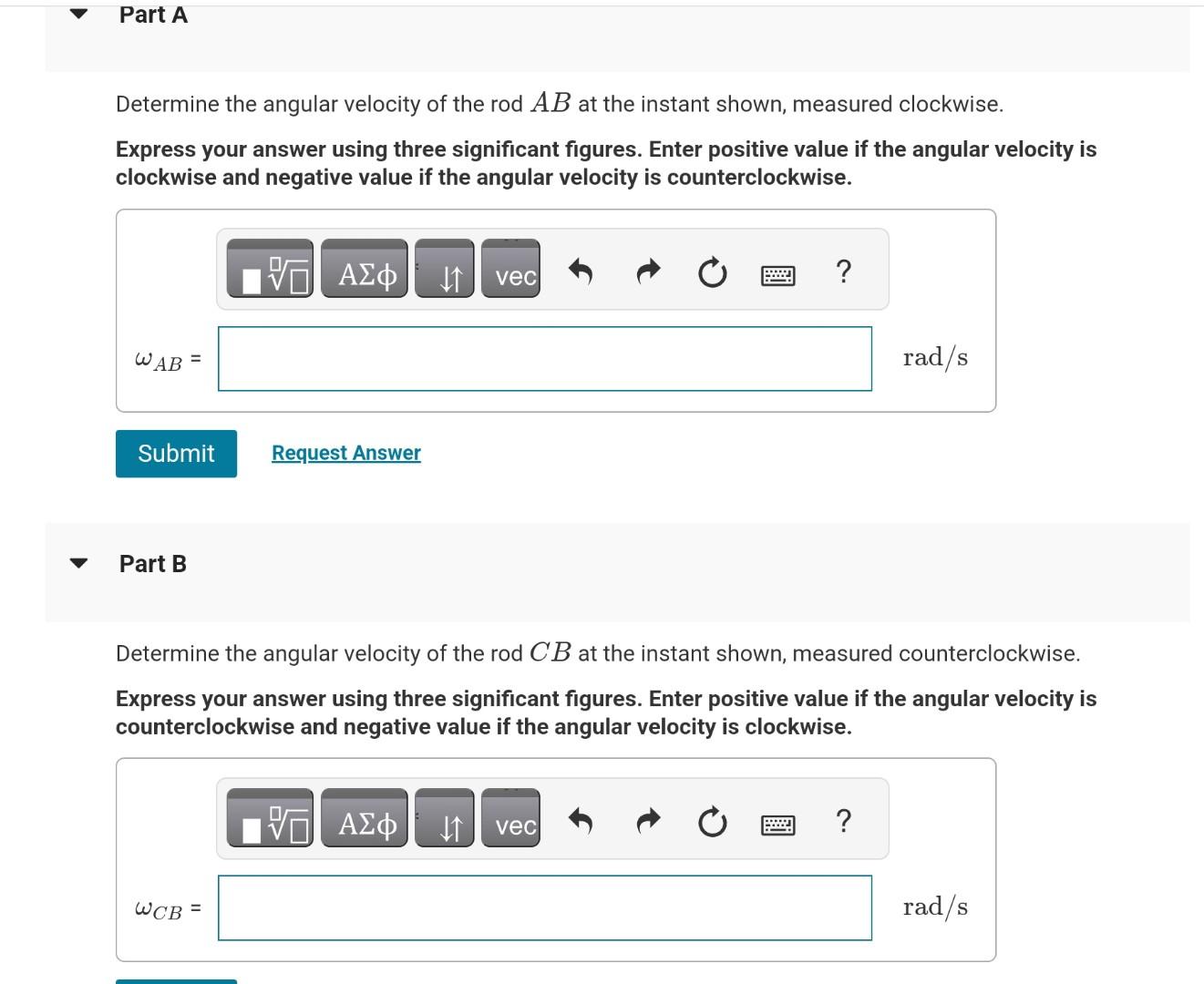 Solved Rod CD is rotating with an angular velocity | Chegg.com