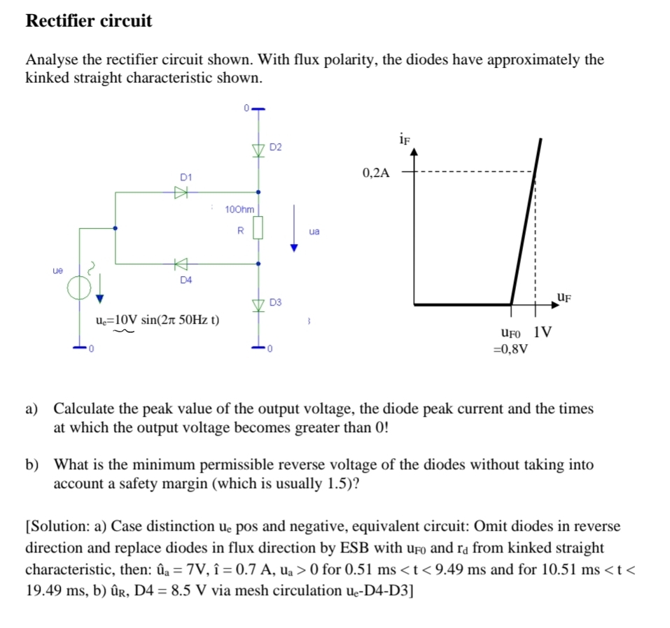 Solved Rectifier circuitAnalyse the rectifier circuit shown. | Chegg.com
