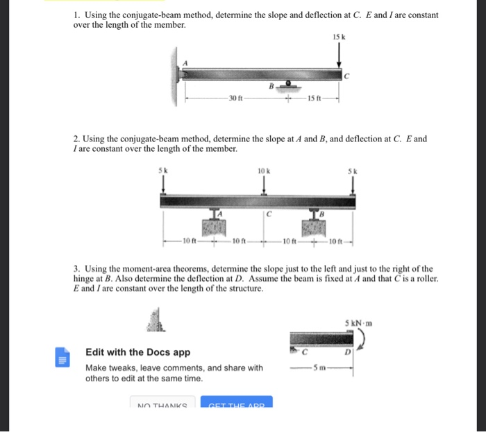 Solved 1. Using the conjugate-beam method, determine the | Chegg.com