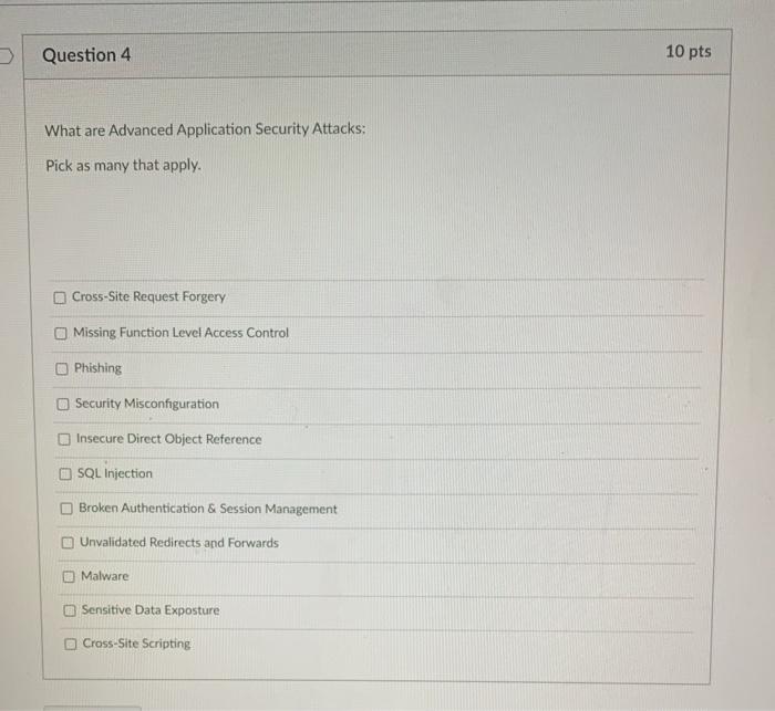 Solved What are Advanced Application Security Attacks: Pick | Chegg.com