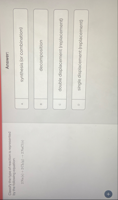 Solved Classify the type of reaction is represented by the | Chegg.com
