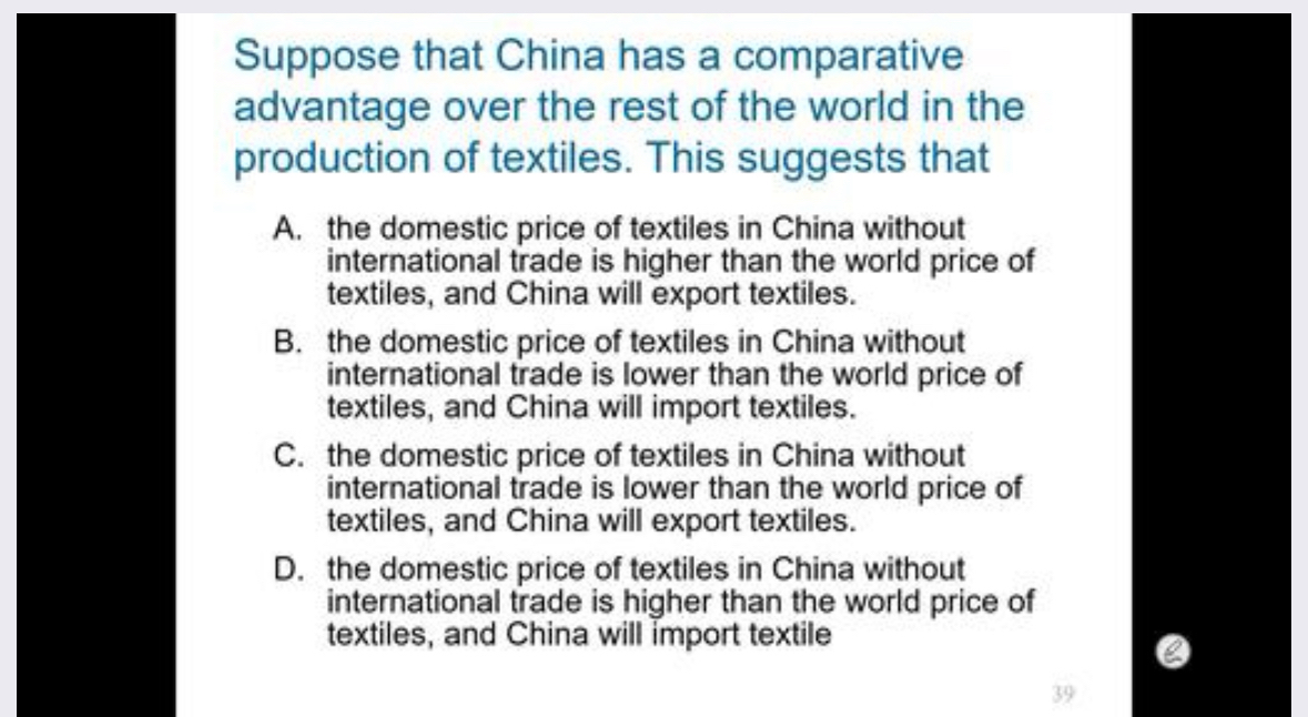 Solved Suppose that China has a comparative advantage over | Chegg.com