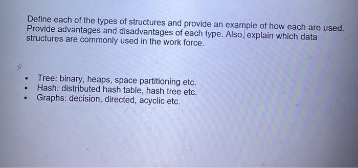 Solved Define each of the types of structures and provide an | Chegg.com