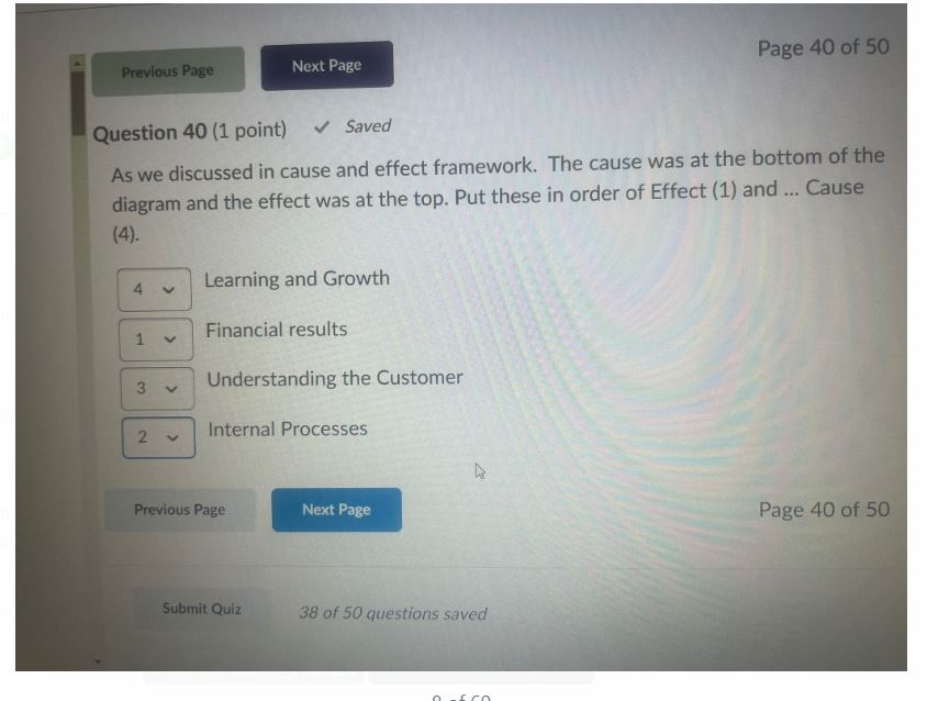 Solved Question 40 (1 ﻿point)As we discussed in cause and | Chegg.com
